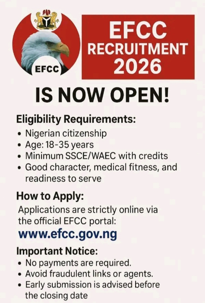 EFCC Recruitment 2026 Now Open for Submission of Applications - Pulsenet